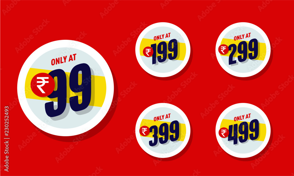 Only for 99. Vector illustration badges of under rupees 99 price tag ...