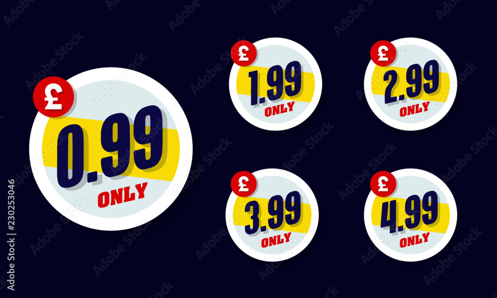 Only for 99. Vector illustration badges of under 99 pounds price tag ...