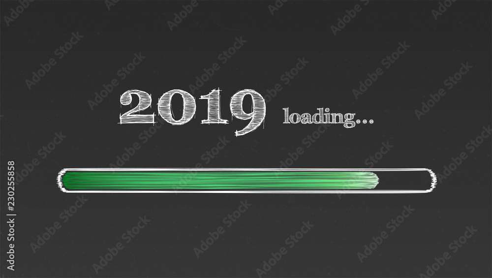 Loading New Year 2019. Handwritten chalk inscription on school ...