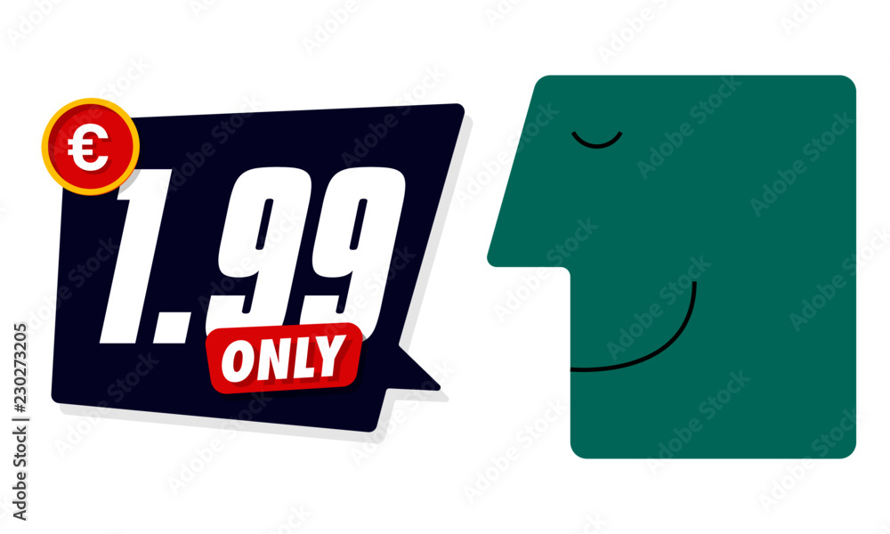 Only for 1.99. Vector illustration badges of under 2 euros price tag ...