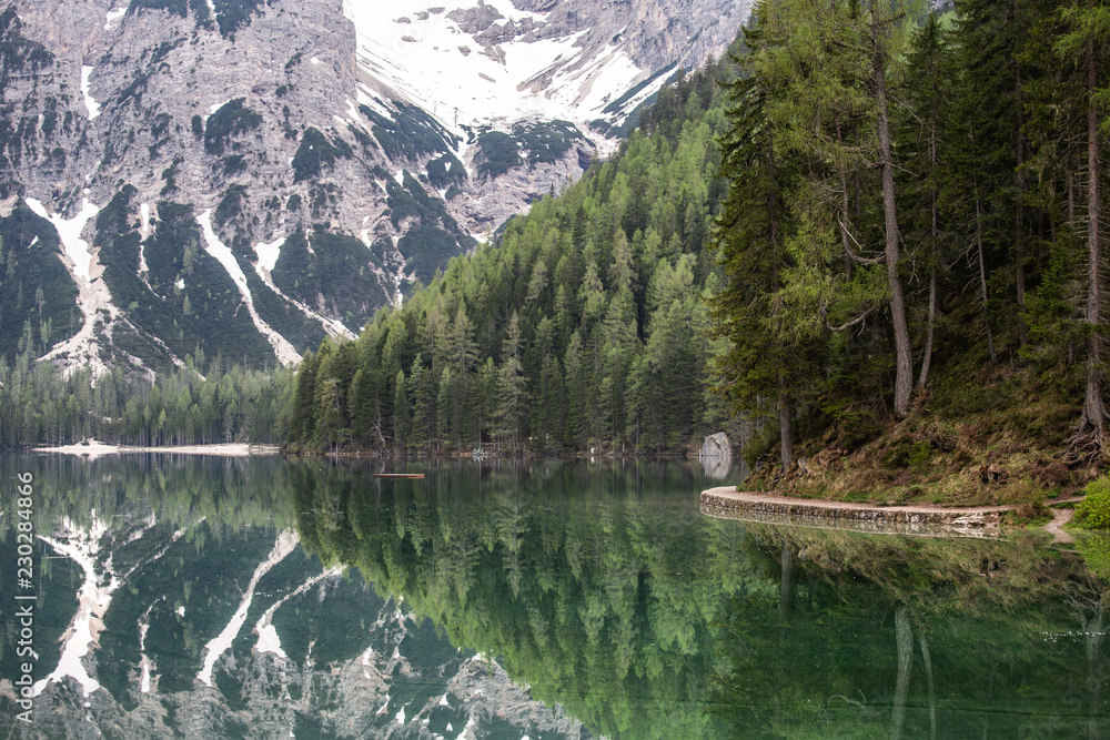 The Pragser Wildsee, or Lake Prags, Lake Braies one of the most famous ...