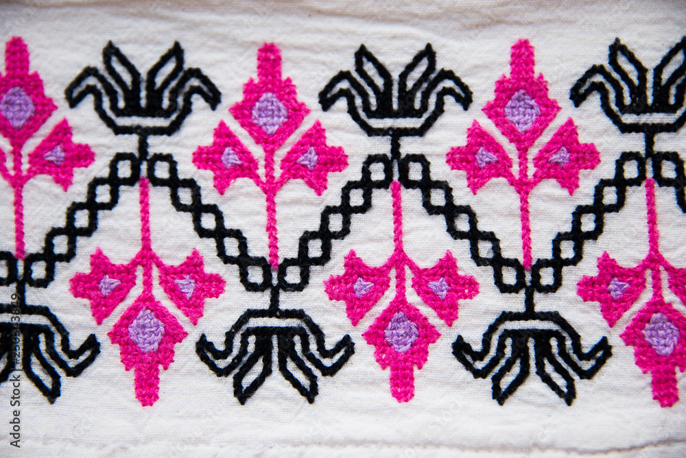 bordado mexicanos con patrones tradicionales indigenas, fondo colorido ...