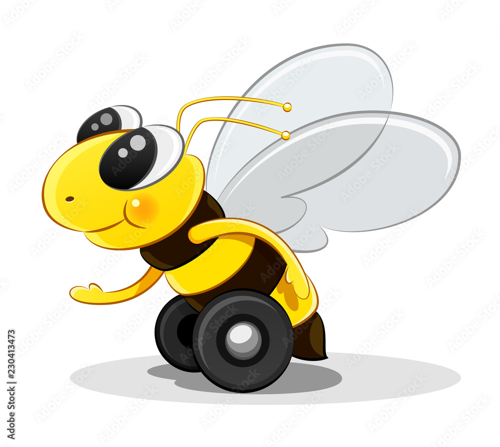 Bee on wheels. Character quickly goes to segway. EPS10 vector ...