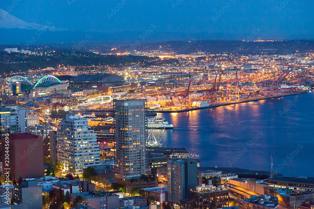 Beautiful panoramic view of Seattle Cityscape ,View of downtown Seattle ...