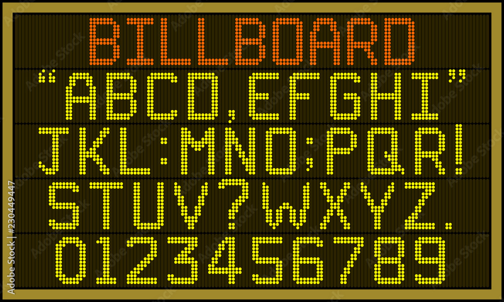 Billboard font - Retro LCD billboard with upper case alphabets ...