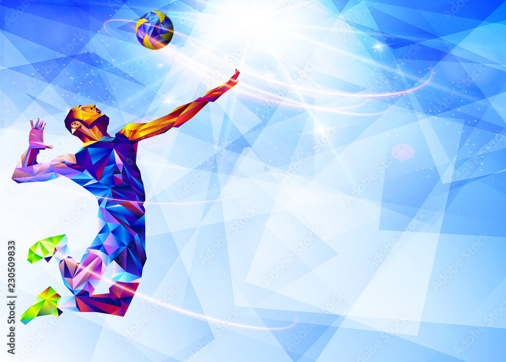 Illustration of abstract volleyball player silhouette in triangle ...