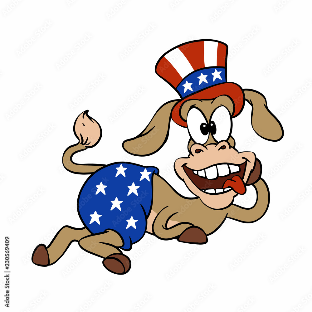 Happy democratic donkey Vector Illustration Stock Vector | Adobe Stock