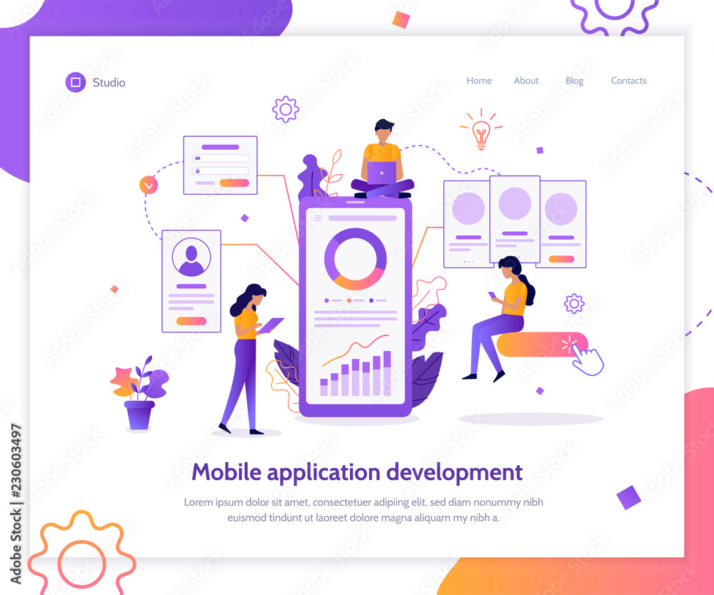 Modern flat vector illustration concept. Mobile app development ...