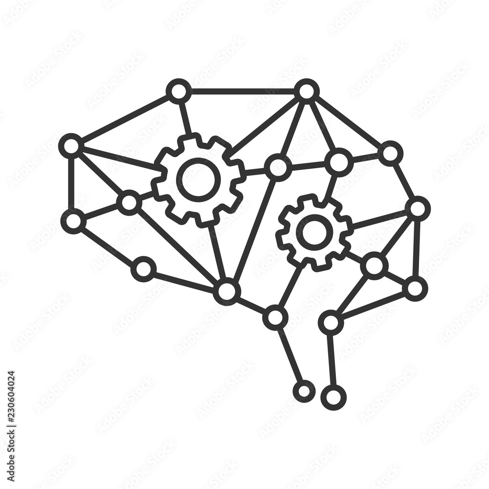 Deep learning AI linear icon Stock Vector | Adobe Stock