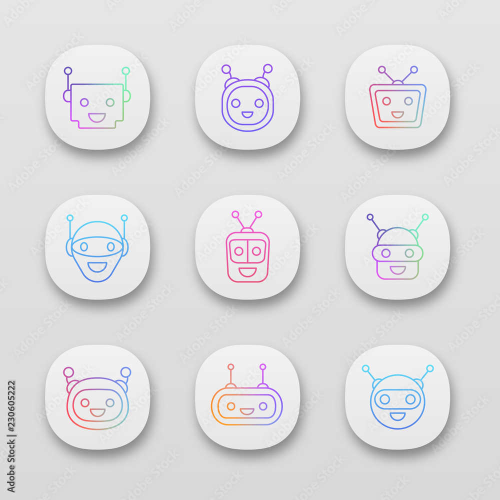 Chatbot app icons set Stock Vector | Adobe Stock