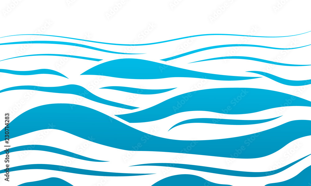 Blue water sea waves abstract vector background. Water wave curve ...
