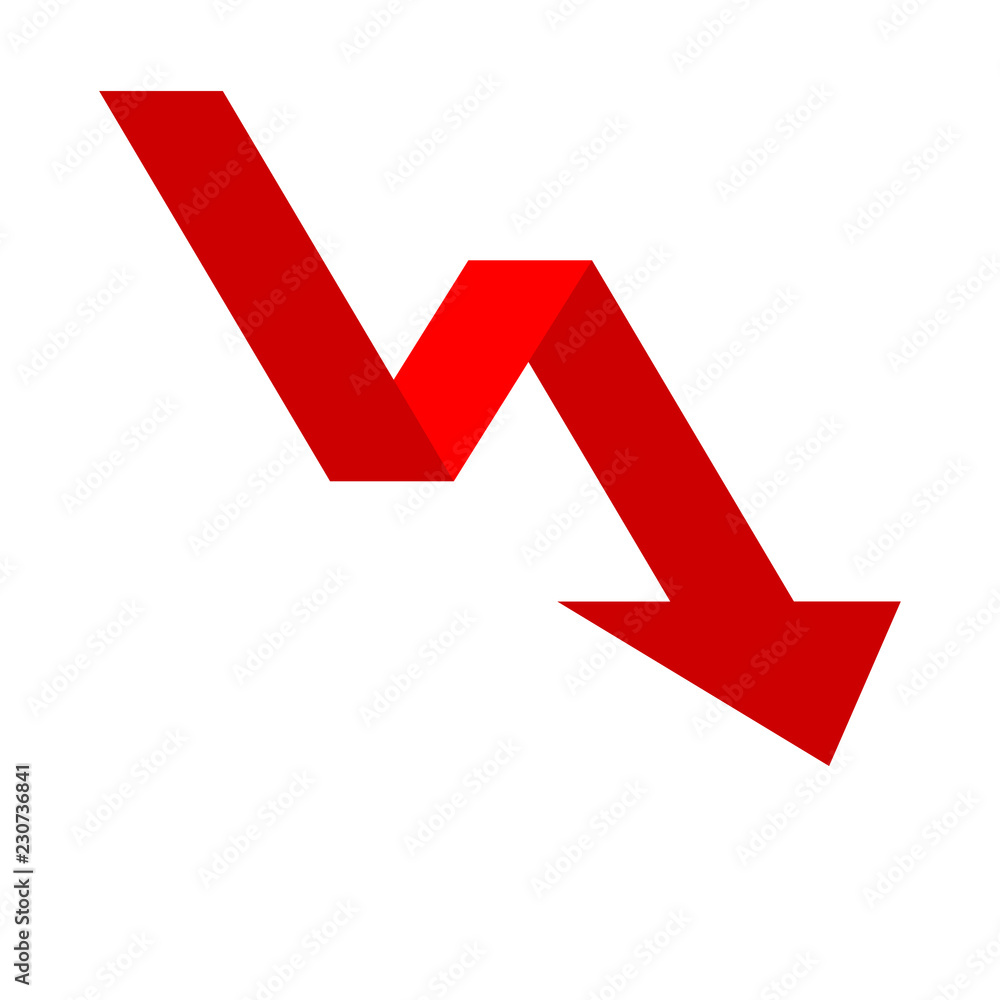 red arrow decreasing icon Stock Illustration | Adobe Stock