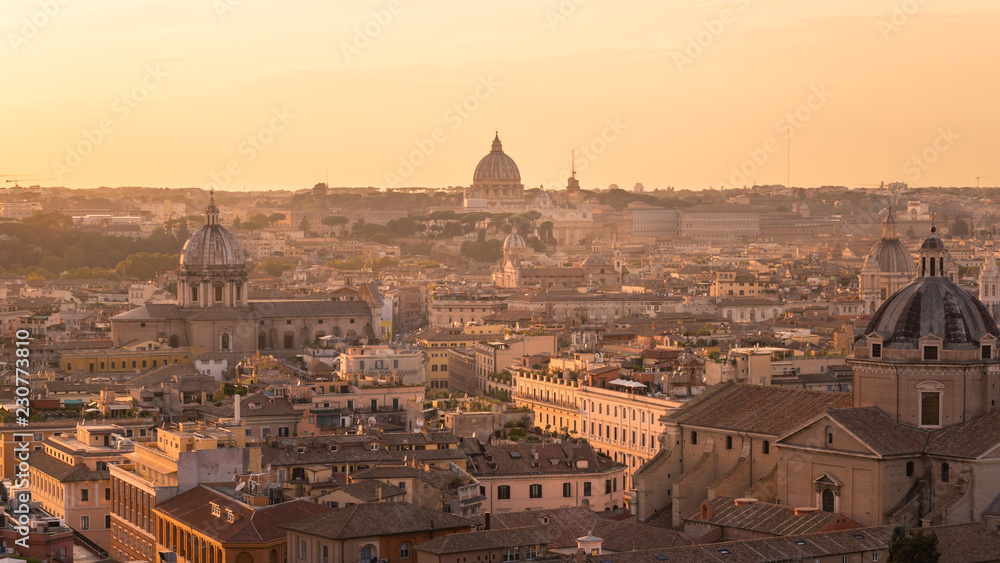 Panorama of Rome with the Dome of St. Peter's Basilica and the the ...