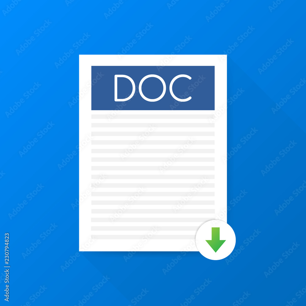 Download DOC button. Downloading document concept. File with DOC label ...