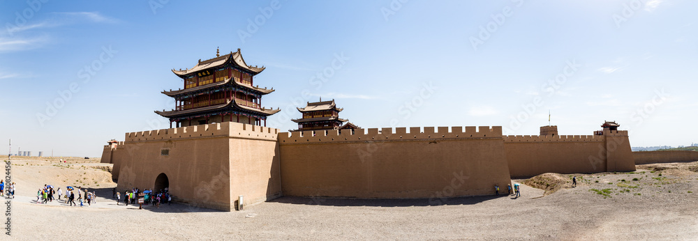 View of Jiayuguan Fort from the gate facing the Gobi desert, Gansu ...