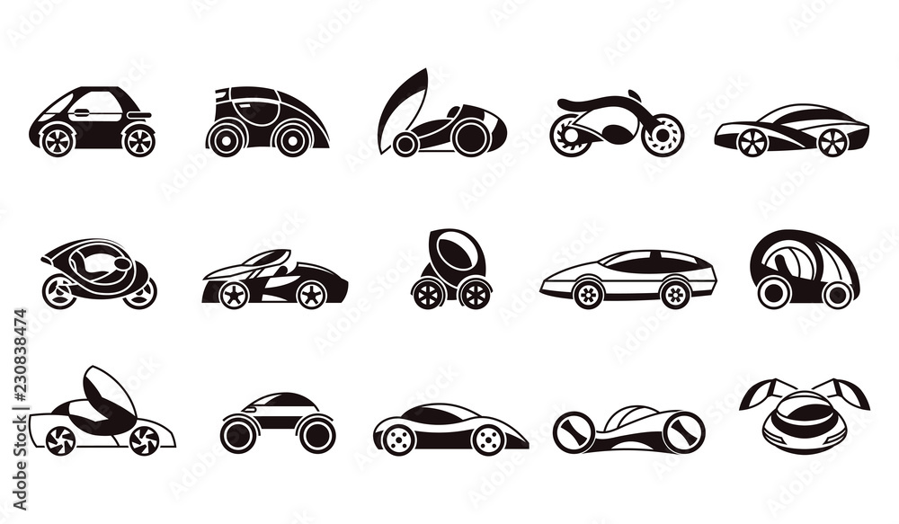 Digital vector future car simple icons Stock Vector | Adobe Stock