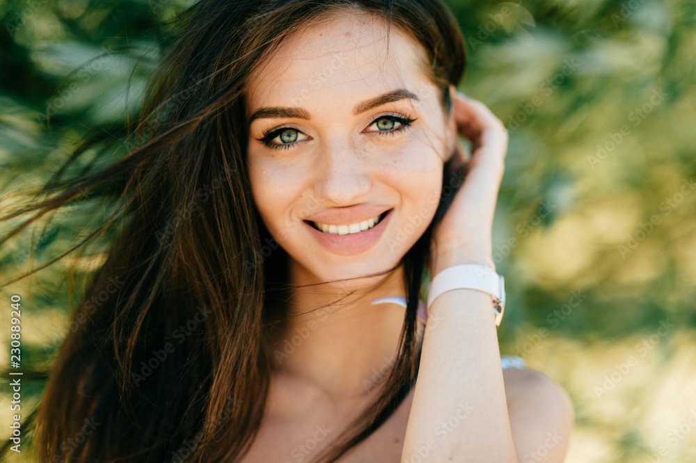 Closeup Lifestyle Portrait Of Celebrity Female Model Beautiful Girl