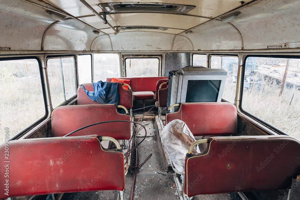 old bus inside