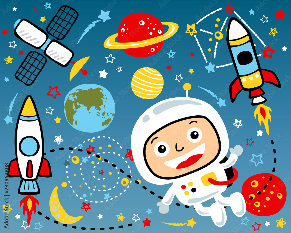 Vector cartoon illustration of outer space theme set. Eps 10 Stock ...