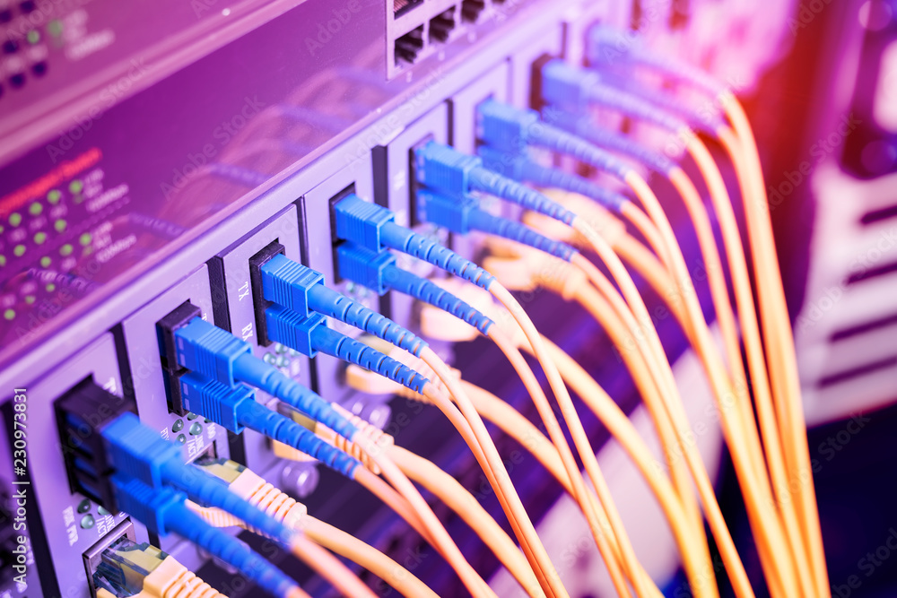 optical fibre information technology equipment in data center Stock ...