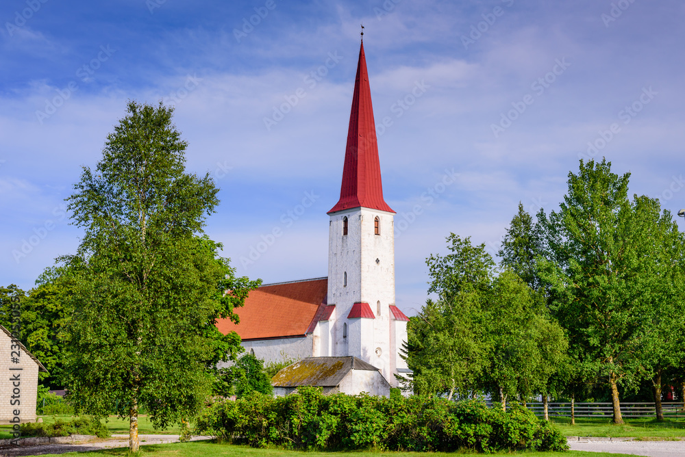 Sightseeing of Saaremaa island. Medieval Lutheran church of St. Michael ...