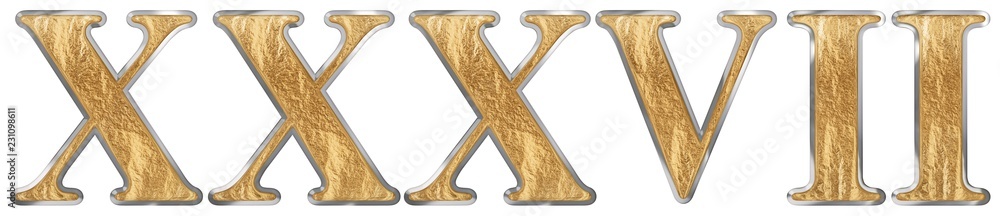 Roman numeral XXXVII, septem et triginta, 37, thirty seven, isolated on ...