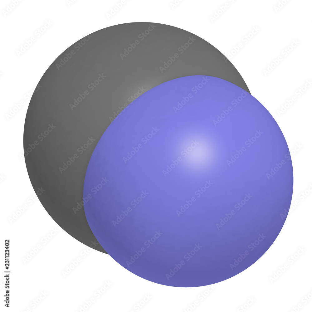 Cyanide anion, chemical structure. Cyanides are toxic, due to ...