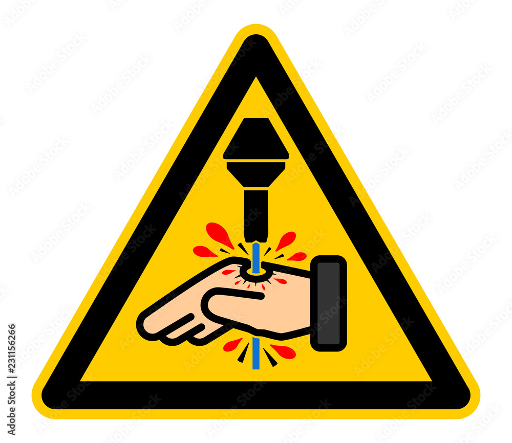 wso375 WarnSchildOrange - english warning sign: danger - waterjets can ...