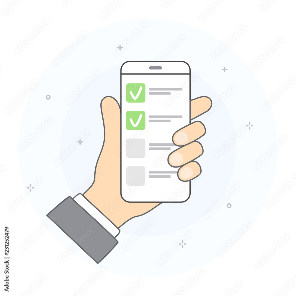 Concept of completed or scheduling tasks. Checklist of purchases, tasks ...