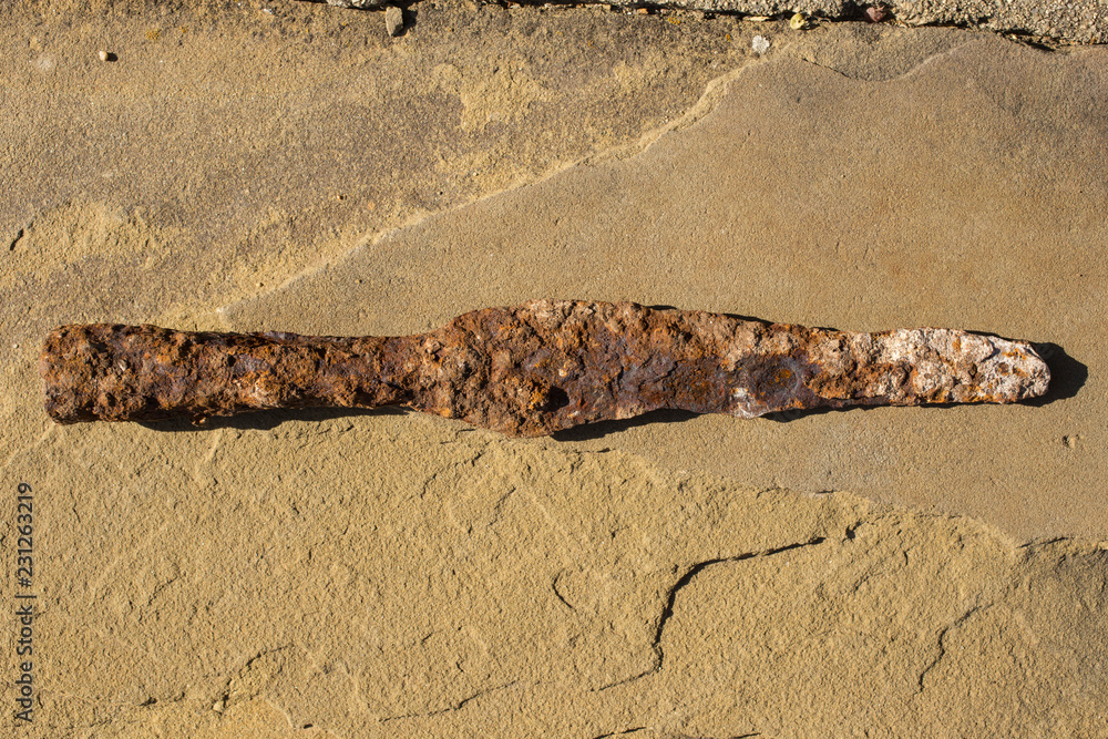 Foto de Stock Archaeological finds. Ancient tool of the 5th century ...