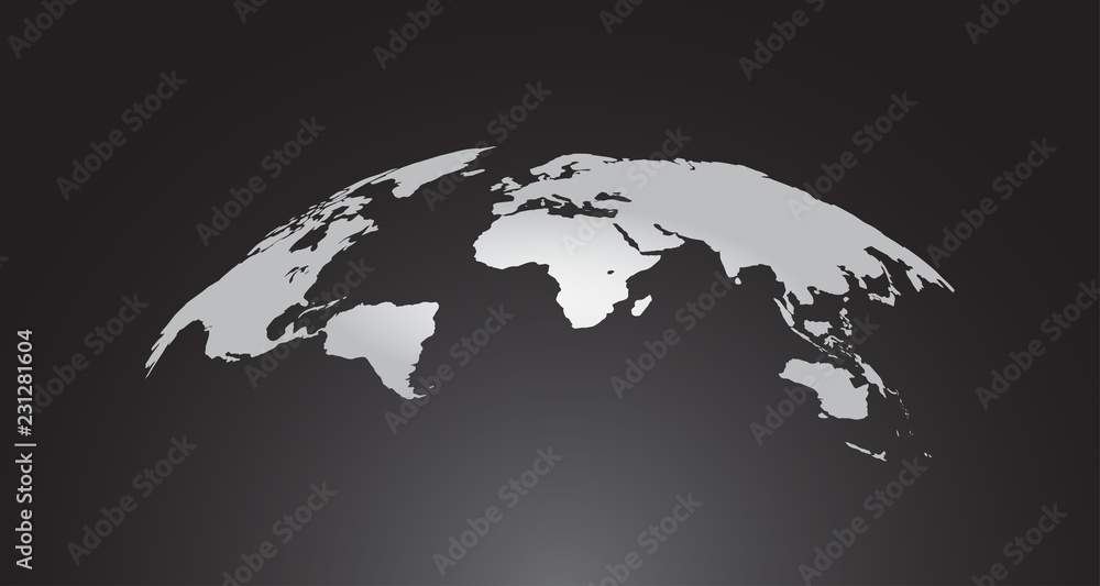 Curved World Map Vector, Globe Planet Concept Map For Website, Annual ...