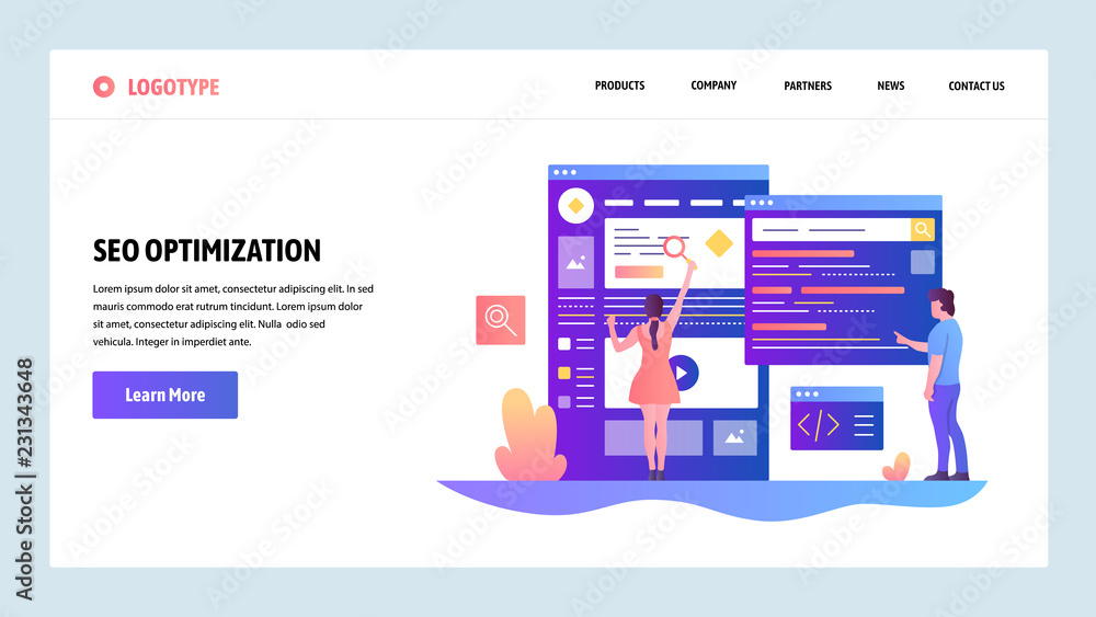 Vector web site design template. Search Engines optimization SEO and digital marketing. Landing ...
