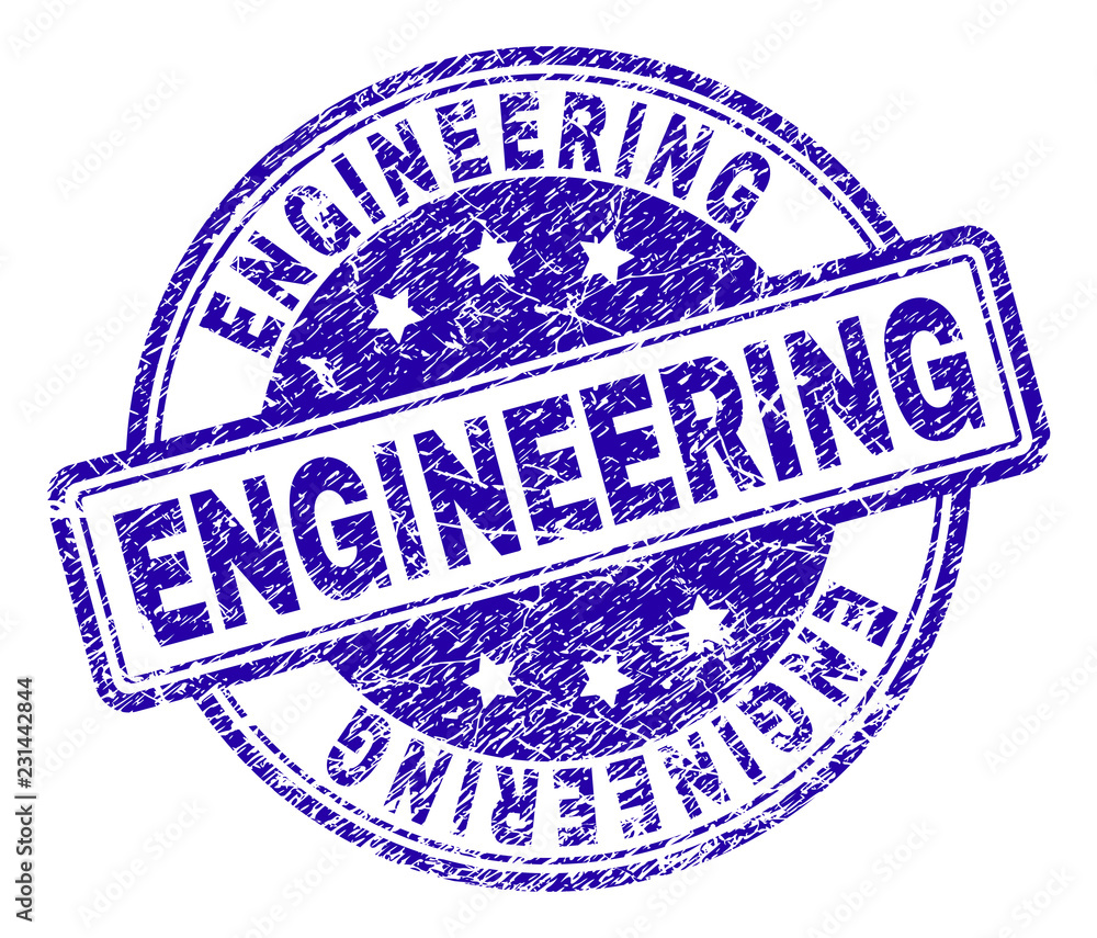 ENGINEERING stamp seal imprint with grunge texture. Designed with ...