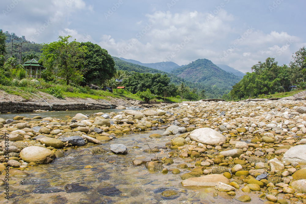 Stone texture of the river and mountain,landscape of Kiriwong ...