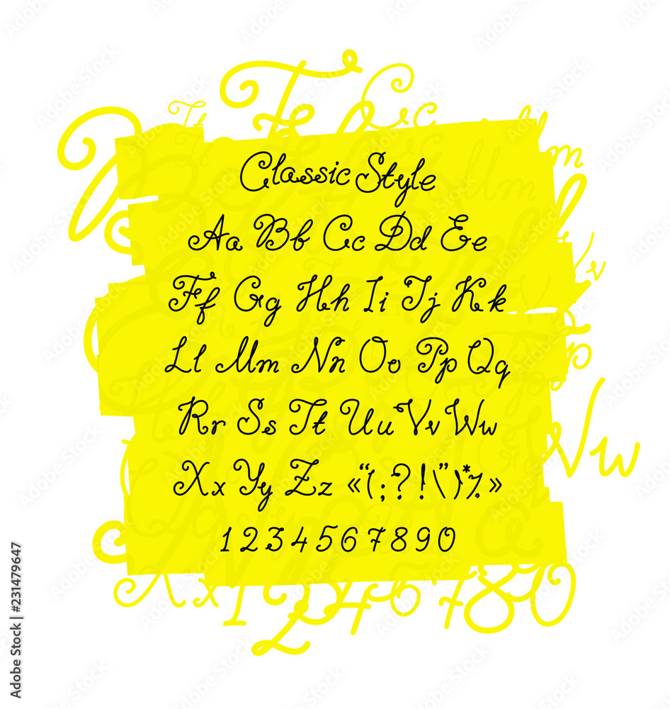 Vetor Full set of handwritten font. Vector. Capital letters. Classic ...