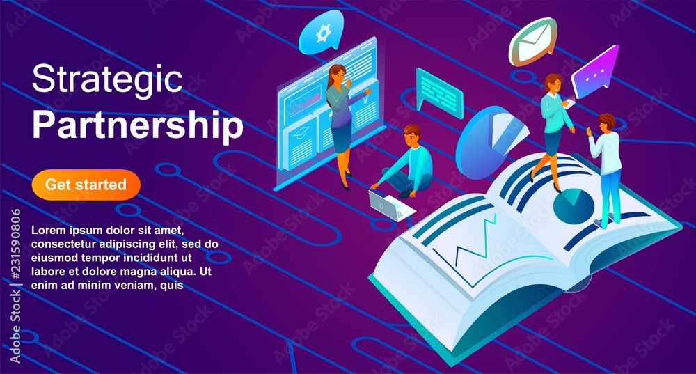 Isometric illustration of a strategic partnership. Made with gradients ...