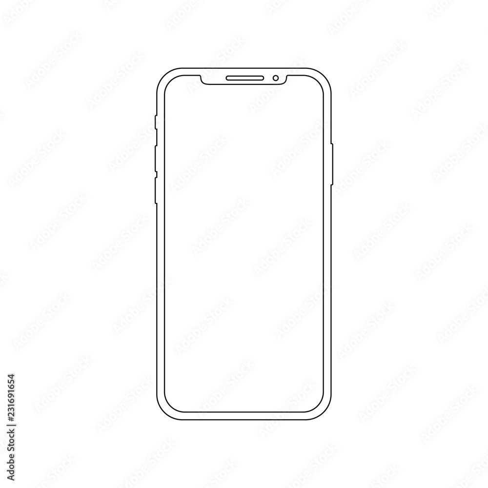 Smartphone outline vector icon of mobile smart phone screen or modern ...