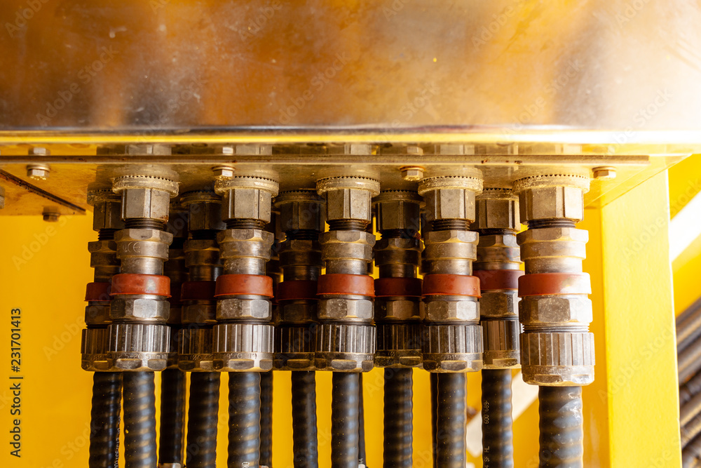 Electrical wires or cables are connected to junction box by using the ...