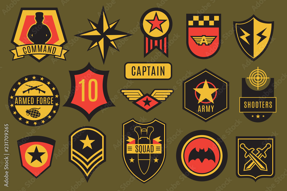 Army badges. Usa military patches and airborne labels. American soldier ...