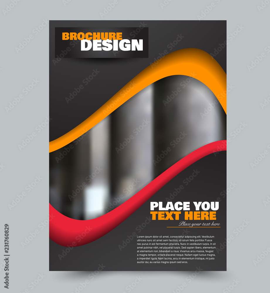 Red and orange flyer design template with built in images. Brochure for ...