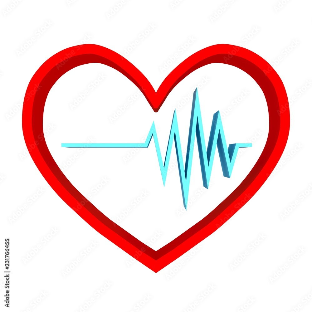 heart rhythm logo. pulse simbol - 3D render Stock Illustration | Adobe ...