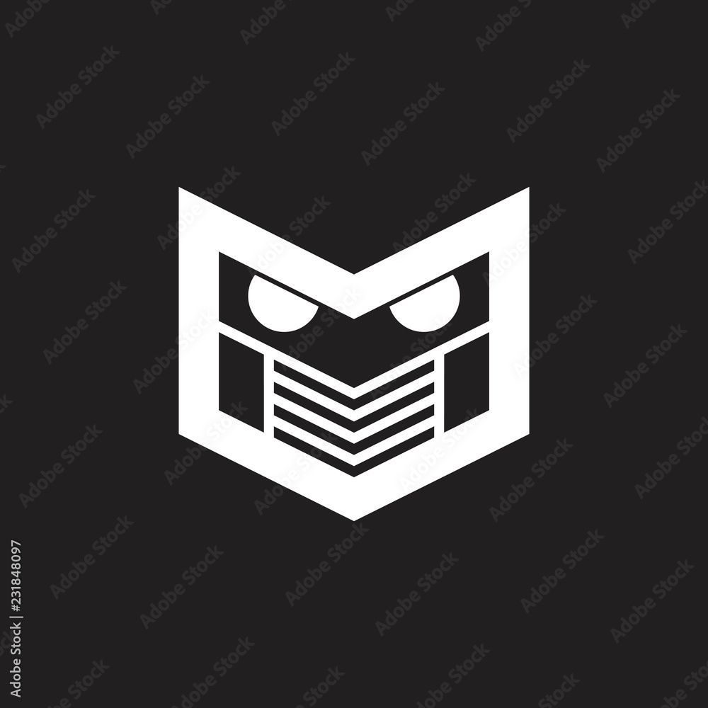 letter m robotic face design logo vector Stock Vector | Adobe Stock