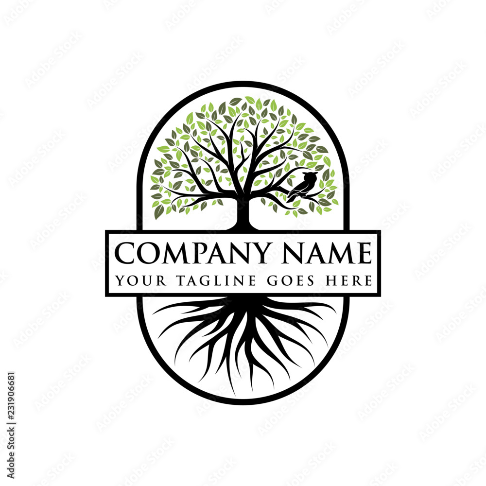 Abstract vibrant tree logo design, root vector - Tree of life logo ...