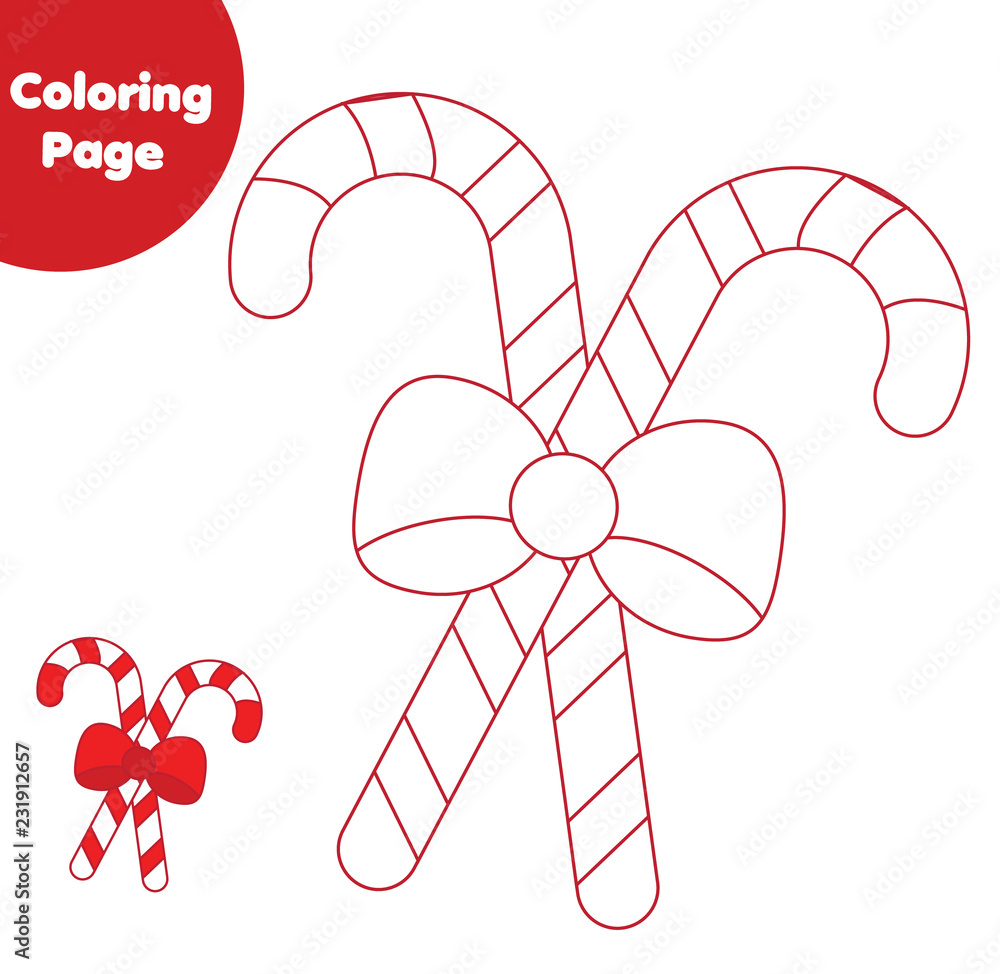 Coloring page. Educational children game. Color candy canes. Drawing ...