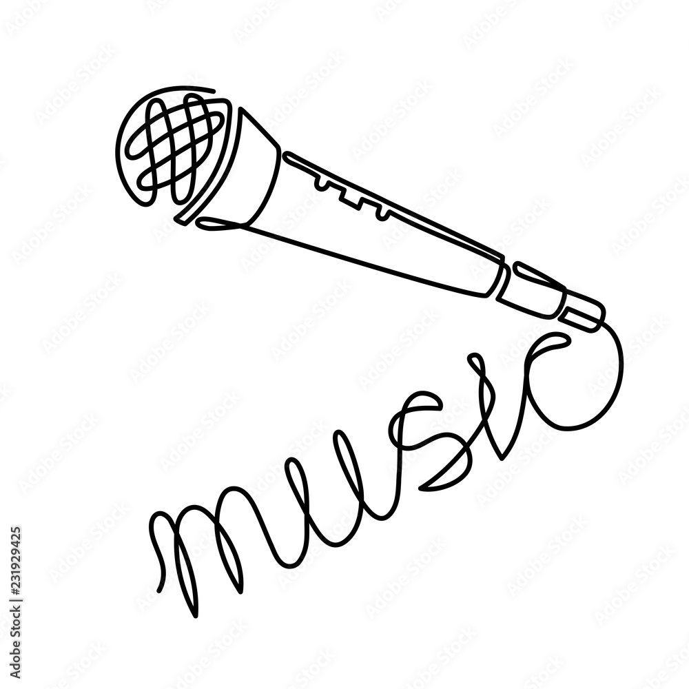 Continuous Line Drawing of Vector wired microphone icon thin line for ...