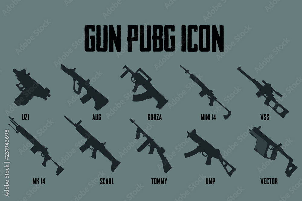 เวกเตอร์ Stock Guns icon collection Games online PLAYER UNKNOWN'S ...