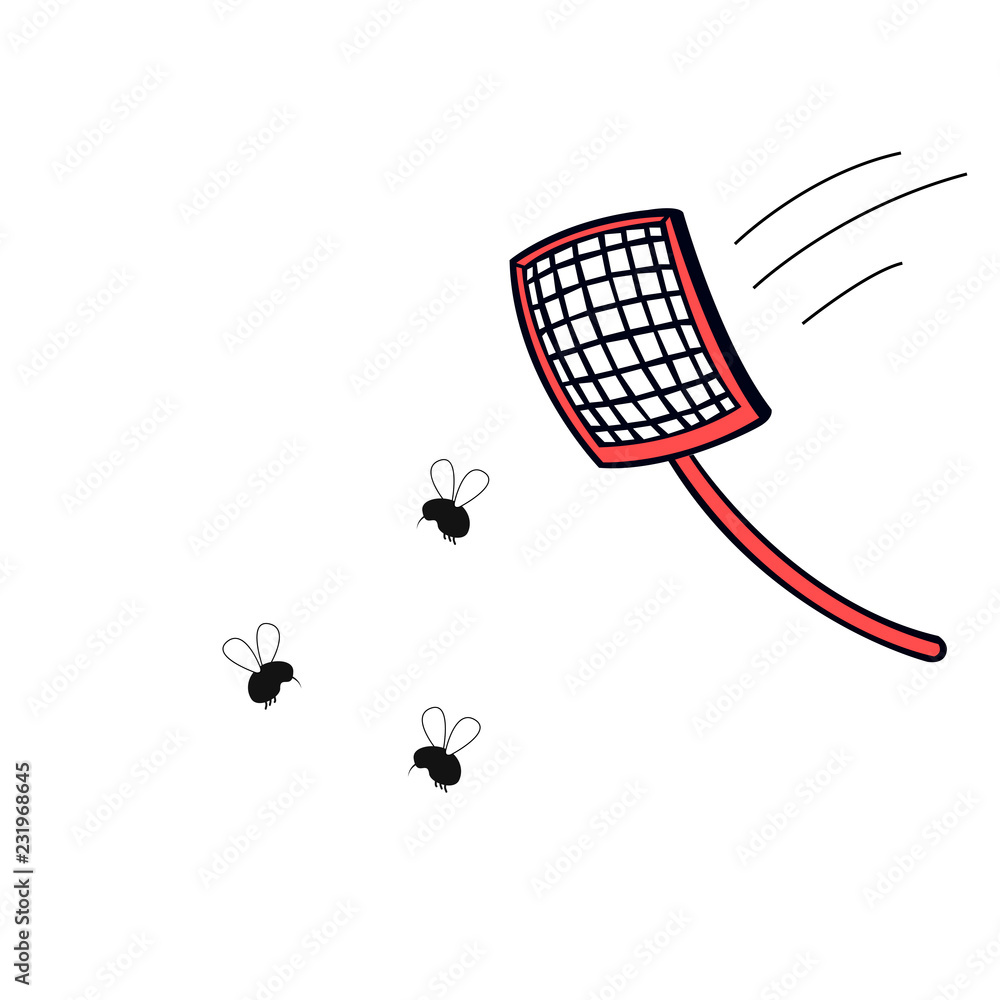 Fly swatter with mosquitos. Tool for destruction of insects at home ...