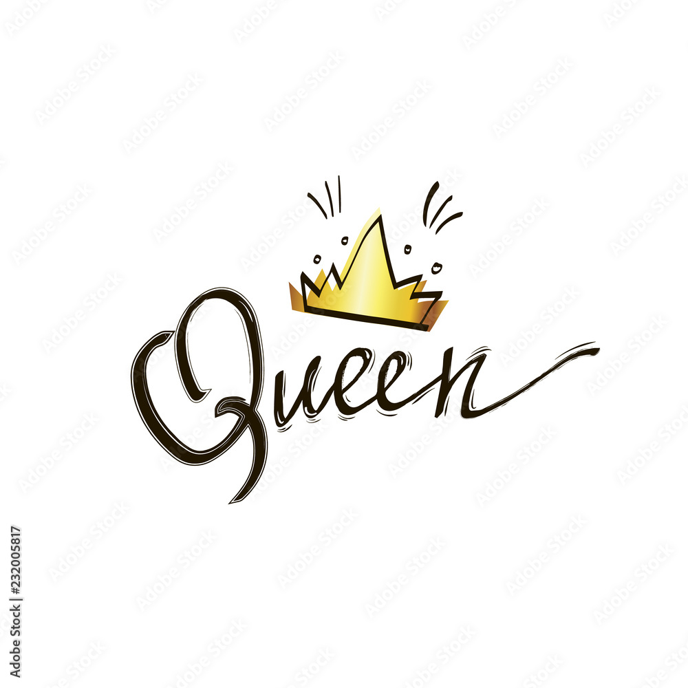 Queen crown vector calligraphy design funny poster. queen lettering ...