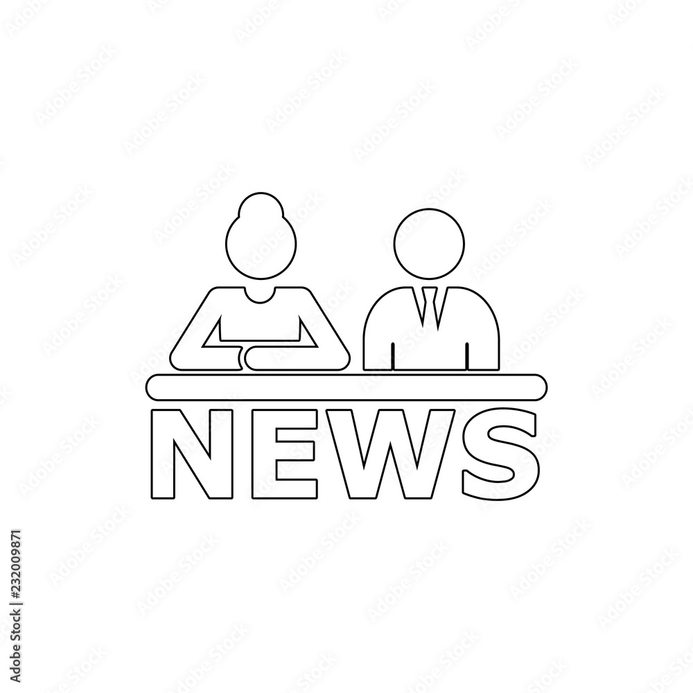 TV screen with the breaking news. Man and woman news anchors icon ...