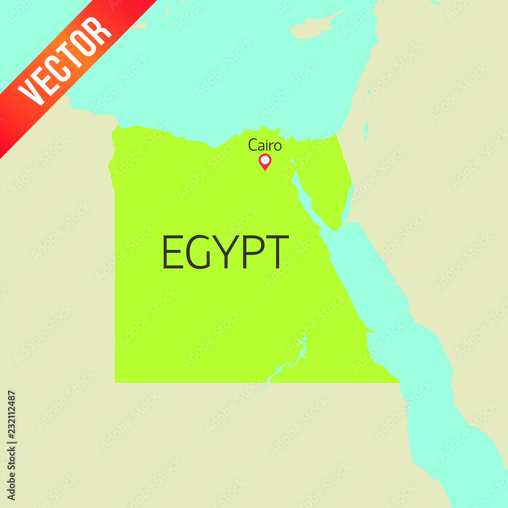 Egypt Vector Colored Map Illustration Printable Clipart For Graphic ...